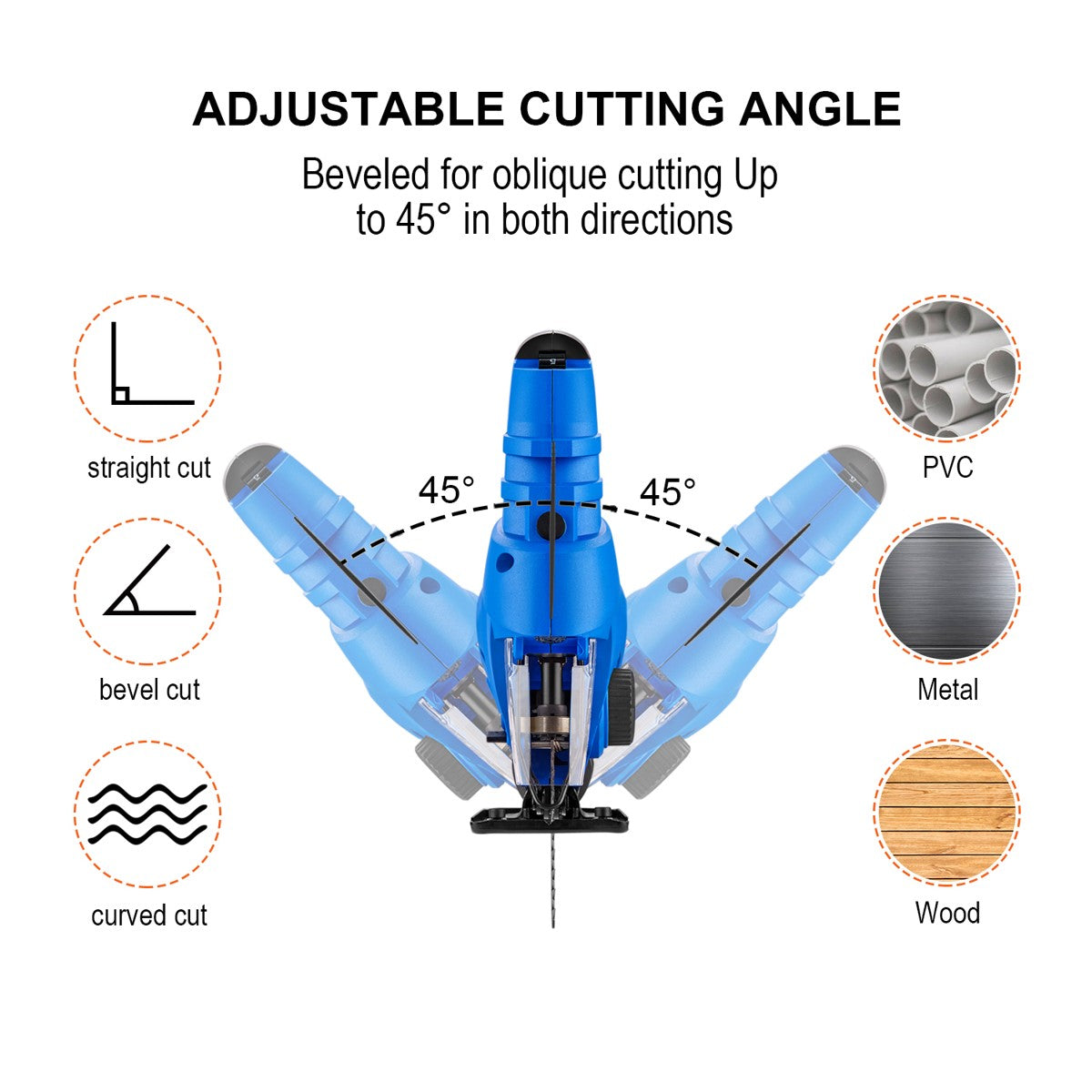 710W Electric Pendulum Jigsaw Variable Speed Orbital Cutting Wood Metal Saw
