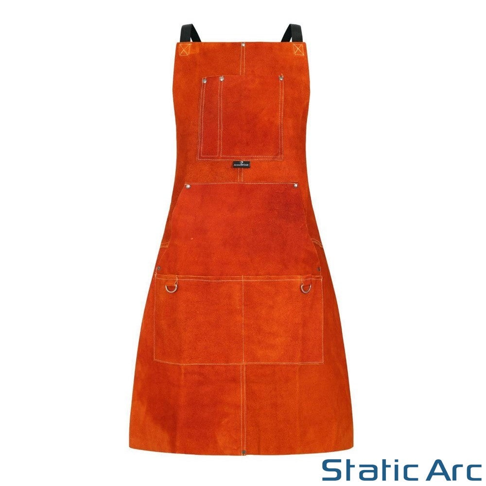 LEATHER WELDING APRON COWHIDE HEAT RESISTANT FULL BODY PPE WELDER ...