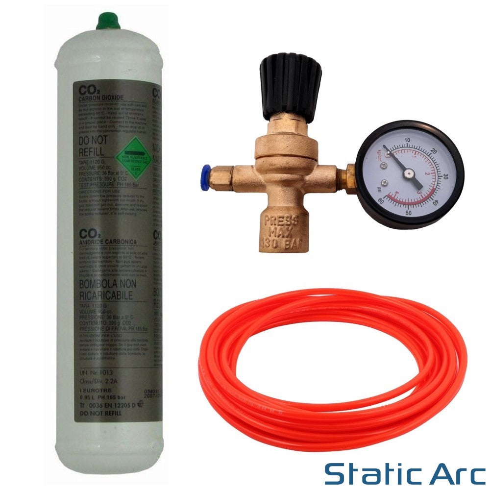 ARGON CO2 DISPOSABLE GAS KIT BOTTLE MIG TIG WELDING w/ REGULATOR GAUGE ...