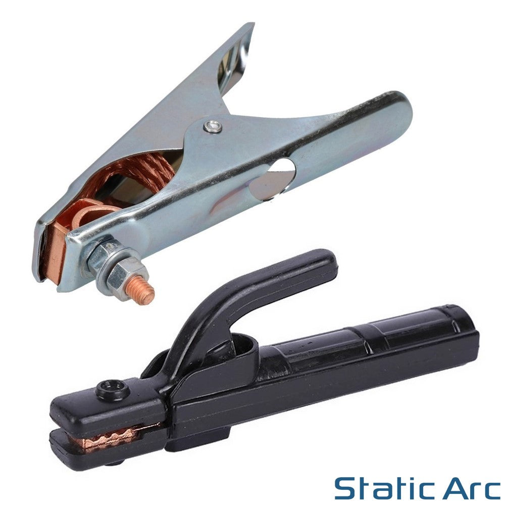 200A ELECTRODE HOLDER + EARTH CLAMP SET WELDING GROUND ARC MMA ROD ...