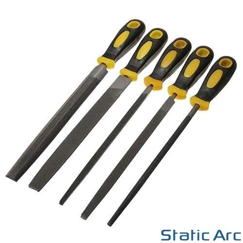 5pc ENGINEERS HAND FILE SET 8" LARGE METAL SANDING TOOL FLAT ROUND ...