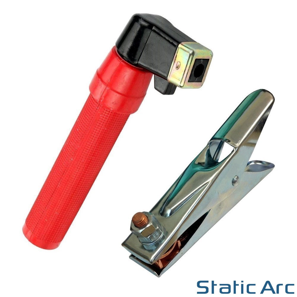 400A ELECTRODE HOLDER + EARTH CLAMP SET TWIST LOCK WELDING GROUND ARC ...